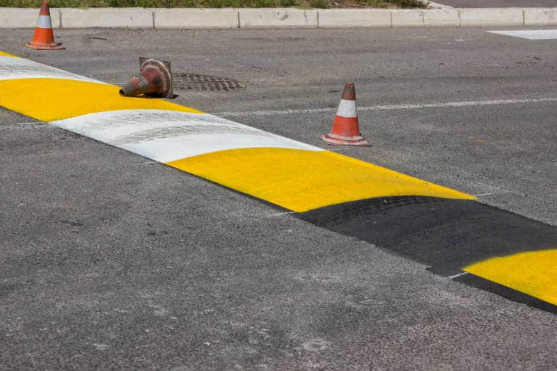 Just painted stripes on a speed bump - SMR Striping